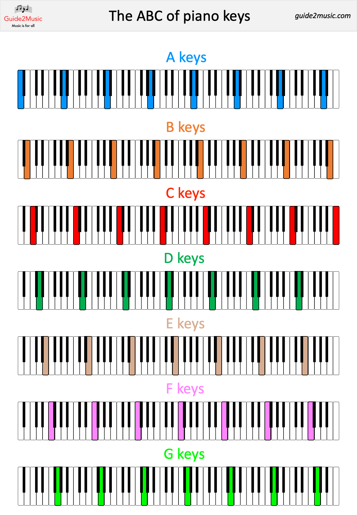 Piano Keys With Notes